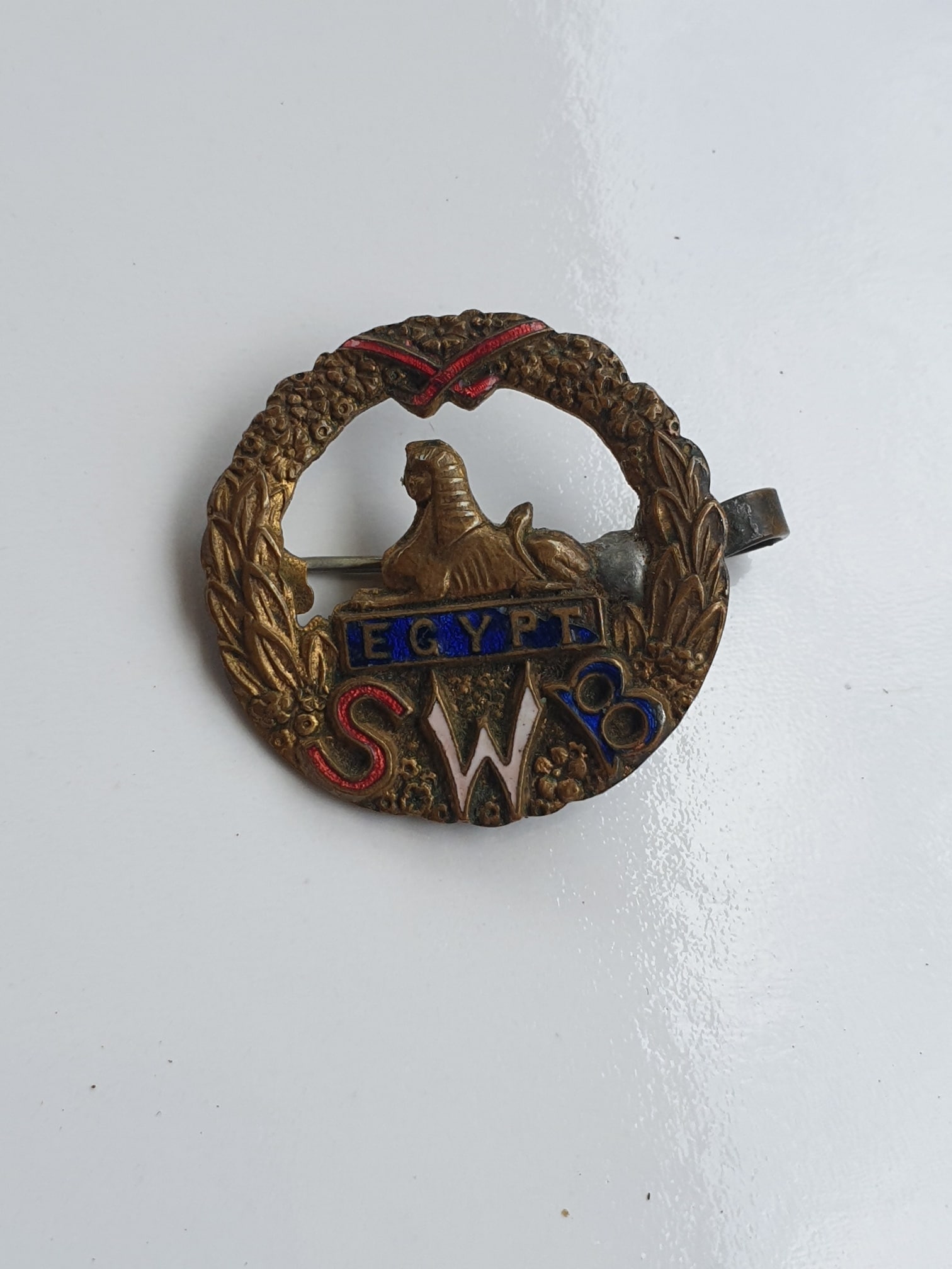 “Egypt SWB” Sweetheart brooch with enamel writing. | Allied Militaria